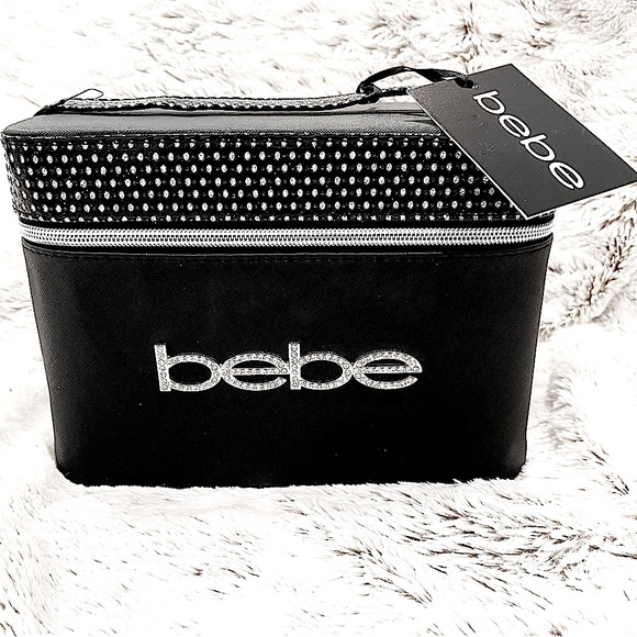 bebe | Bags | Bebe Large Faux Leather Hard Rhinestone Train Case | Poshmark